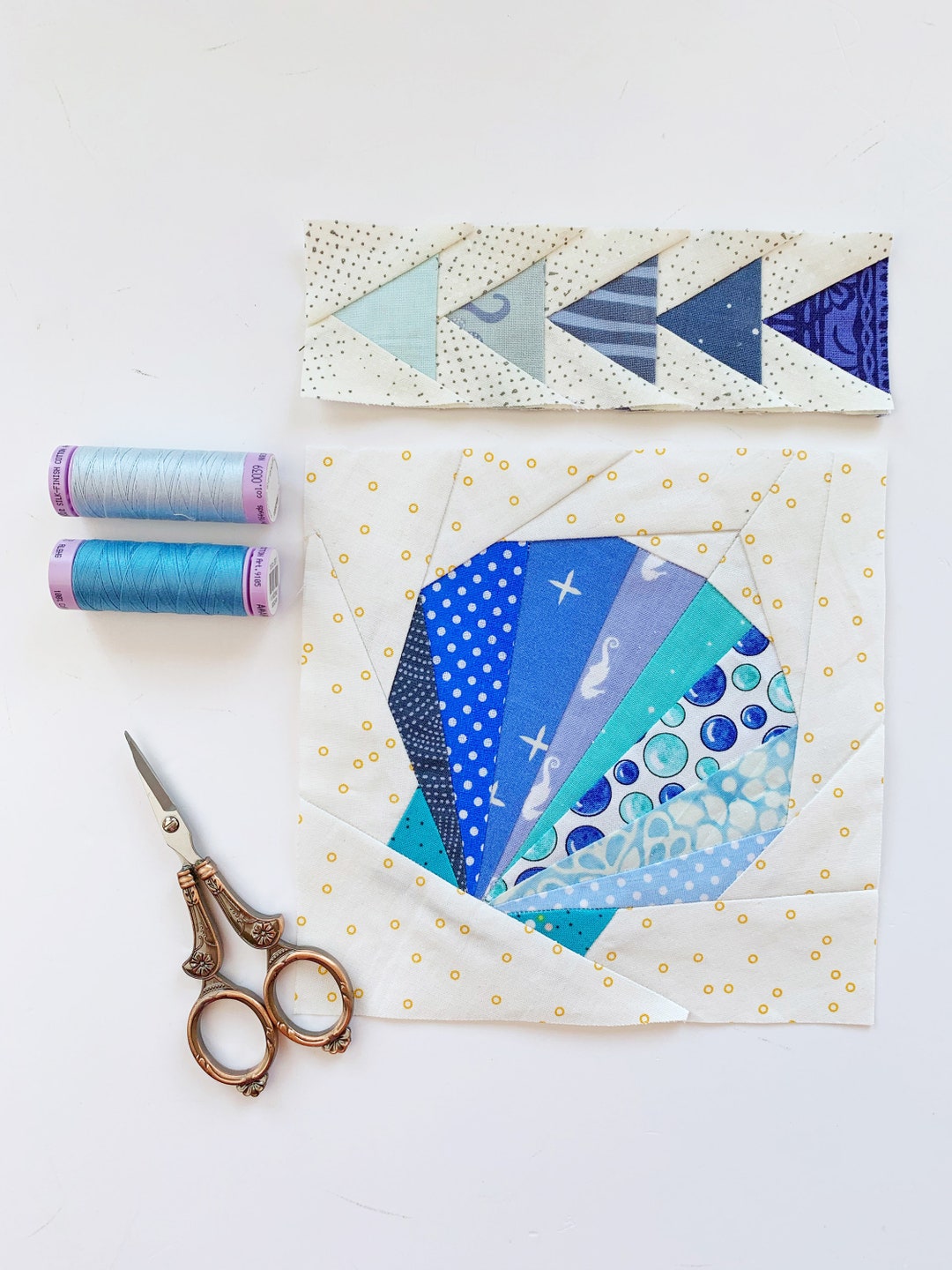 Clamshell Quilt Block Pattern: 4 Sizes, Foundation Paper Piecing (PDF ...