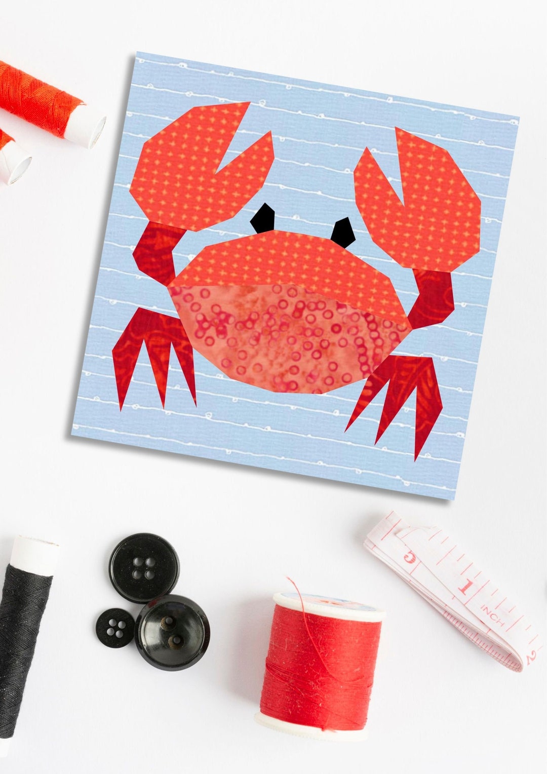 Crab Quilt Block Pattern, PDF Pattern Instant Download, Nautical Quilt Pattern, Foundation Paper ...