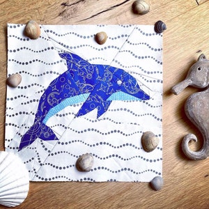 Dolphin Quilt Block Pattern, PDF Instant Download, Nautical Quilt Block ...
