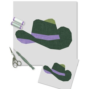 Cowboy Hat Quilt Block, 5 Sizes PDF Instant Download, FPP Patchwork ...