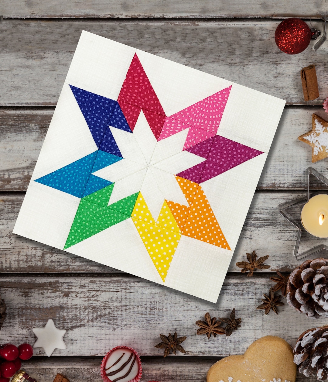 Double Star Quilt Block, 6 Sizes PDF Instant Download, Foundation Paper ...