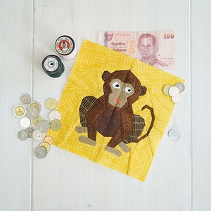 Monkey Quilt Block Pattern, PDF Instant Download, Foundation Paper ...