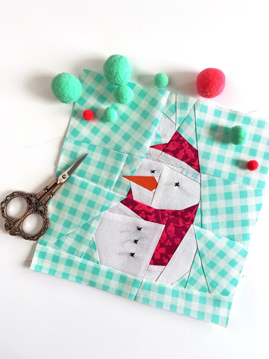 Snowman Quilt Block Pattern PDF instant download Christmas | Etsy