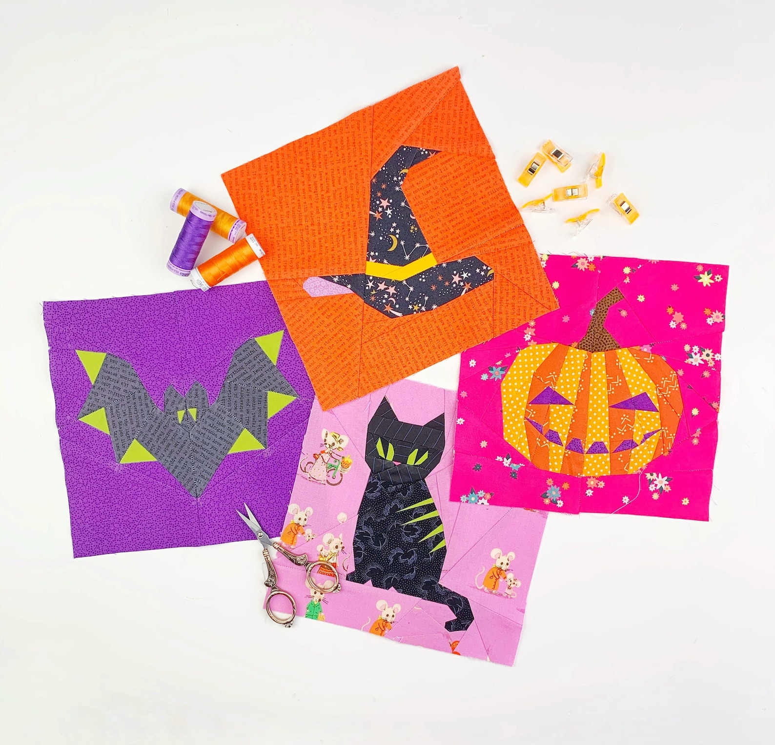 Witch Hat Quilt Block Pattern, 5 Sizes, Halloween FPP (PDF Download) - Etsy