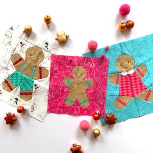 Gingerbread Man Quilt Block, 3 Sizes PDF Instant Download, Foundation ...