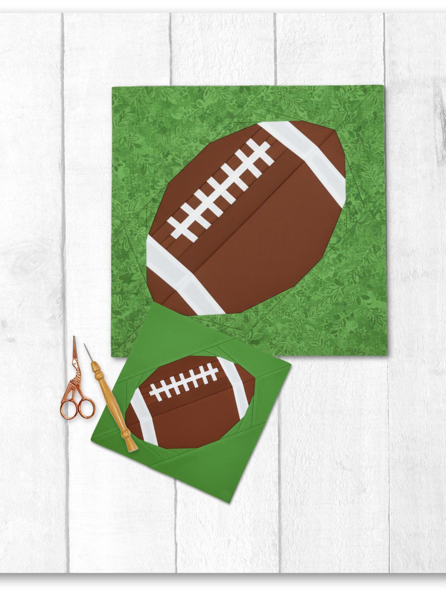 Football Quilt Block Pattern: 4 Sizes FPP (PDF Download) - Etsy