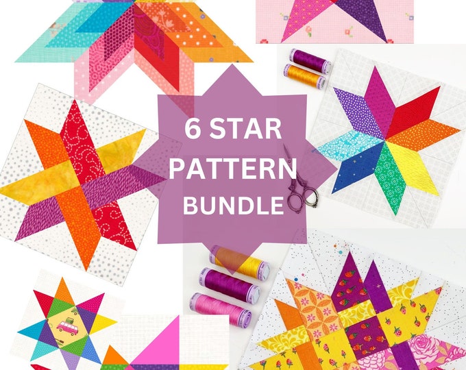 Triple Star Quilt Block PDF Pattern With Video Tutorial || 16, 18, 20 ...