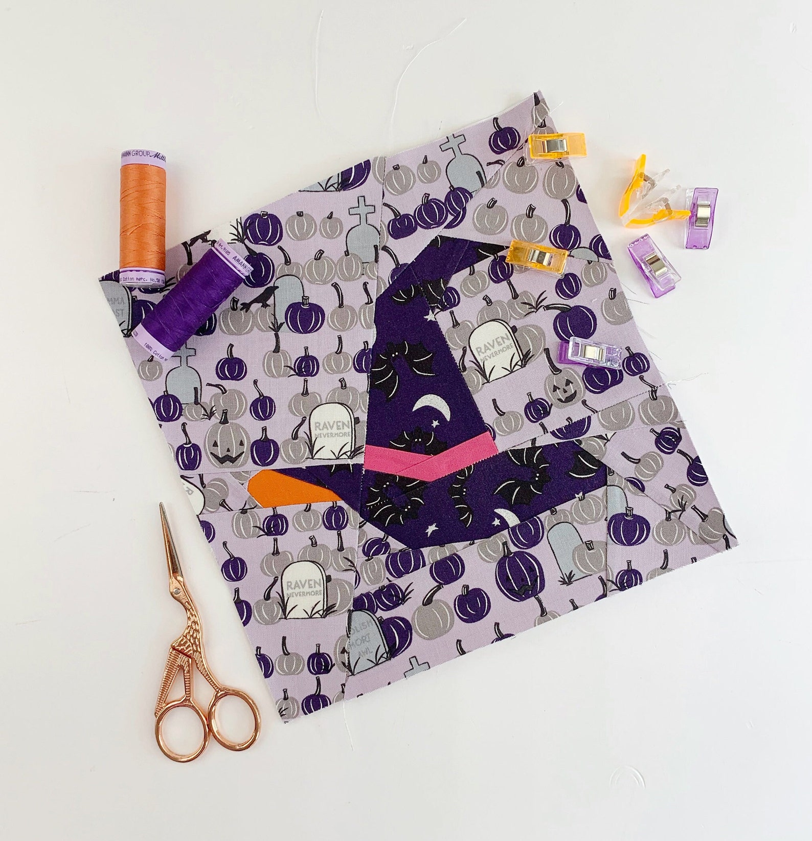 Witch Hat Quilt Block Pattern, 5 Sizes, Halloween FPP (PDF Download) - Etsy