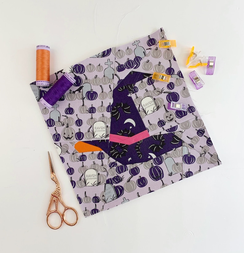Witch Hat Quilt Block Pattern, 5 Sizes, Halloween FPP (PDF Download) - Etsy