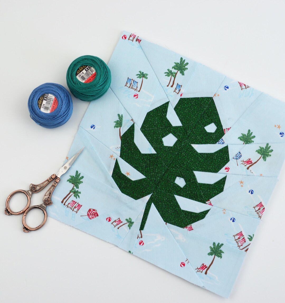Monstera Leaf Quilt Block Pattern, PDF Instant Download, Foundation ...