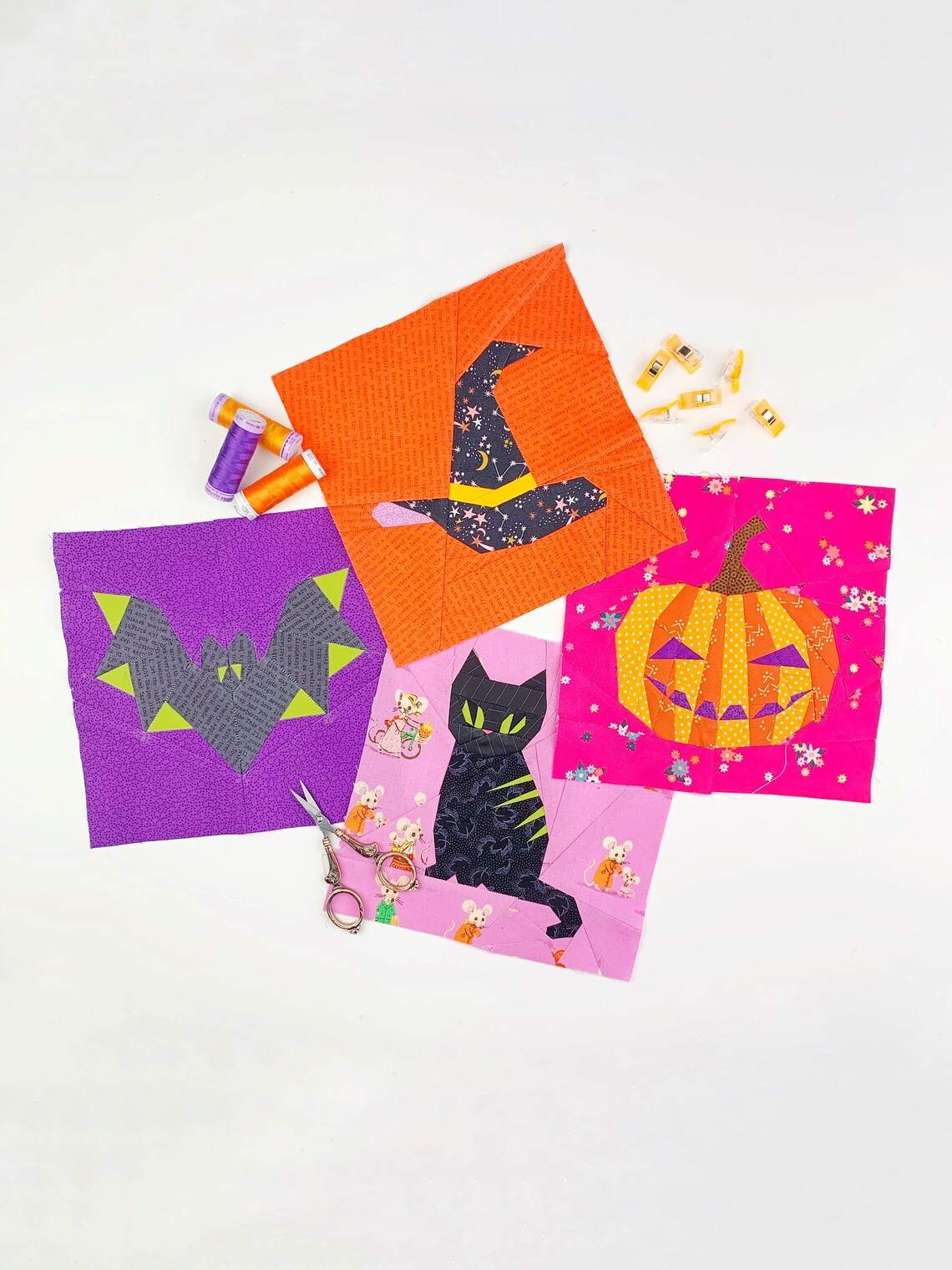 Halloween Quilt Block Pattern Set of 5 PDF Instant Download | Etsy