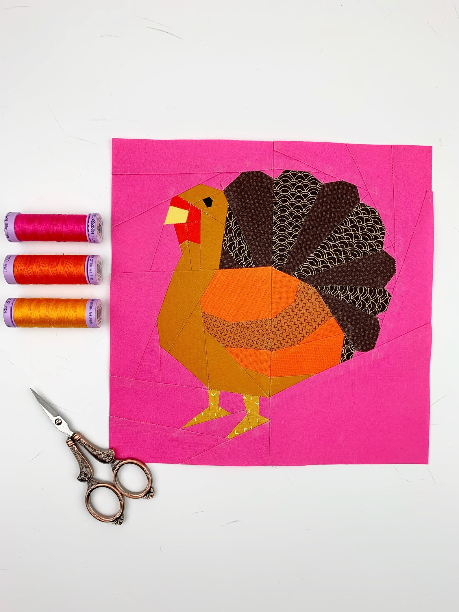Turkey Quilt Block Pattern, 4 Sizes, Thanksgiving Decor (PDF Download ...