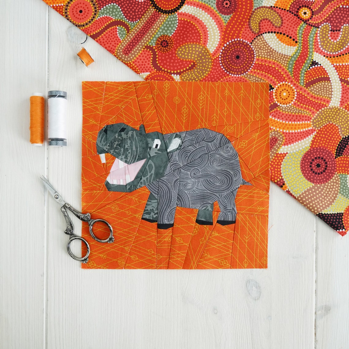 Hippo Quilt Block Pattern, PDF Instant Download, Foundation Paper ...