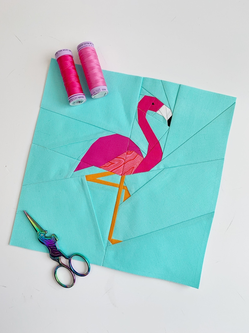 Flamingo Quilt Block Pattern, 3 Sizes PDF Instant Download, Foundation ...