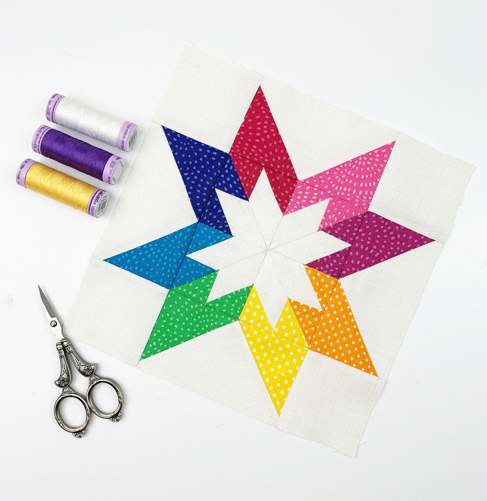Double Star Quilt Block, 6 Sizes PDF Instant Download, Foundation Paper ...