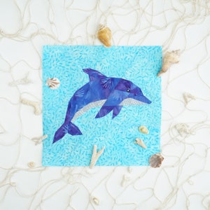 Dolphin Quilt Block Pattern, PDF Instant Download, Nautical Quilt Block ...