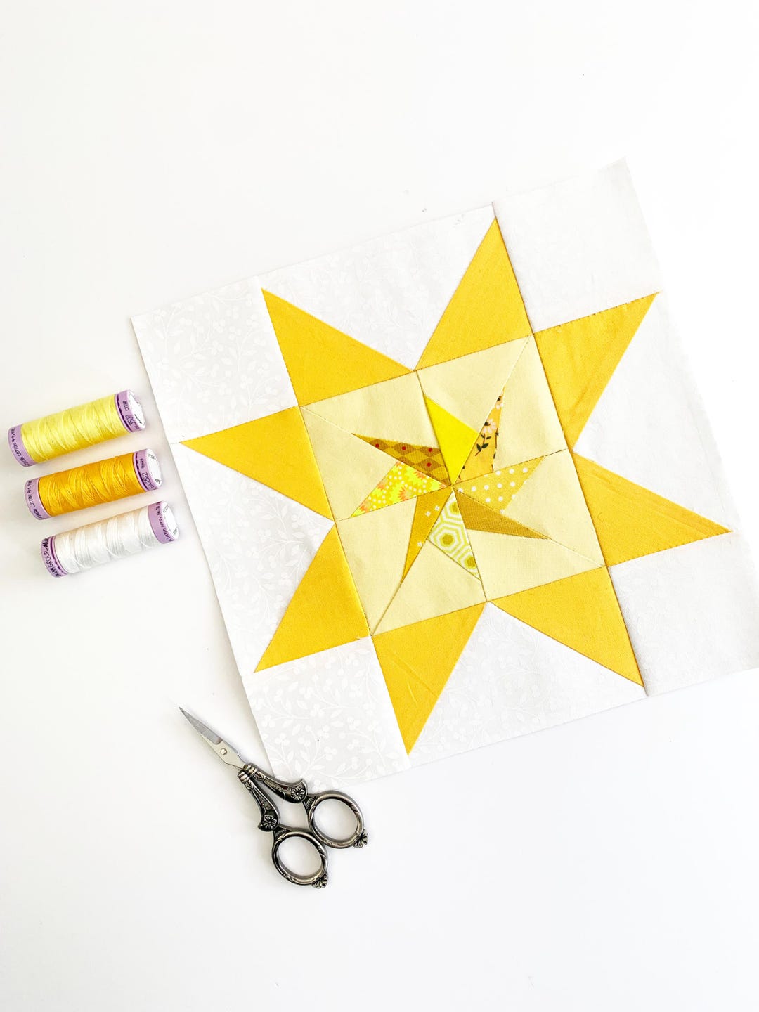Sun Sawtooth Star Quilt Block: FPP Pattern, 5 Sizes (PDF Download) - Etsy