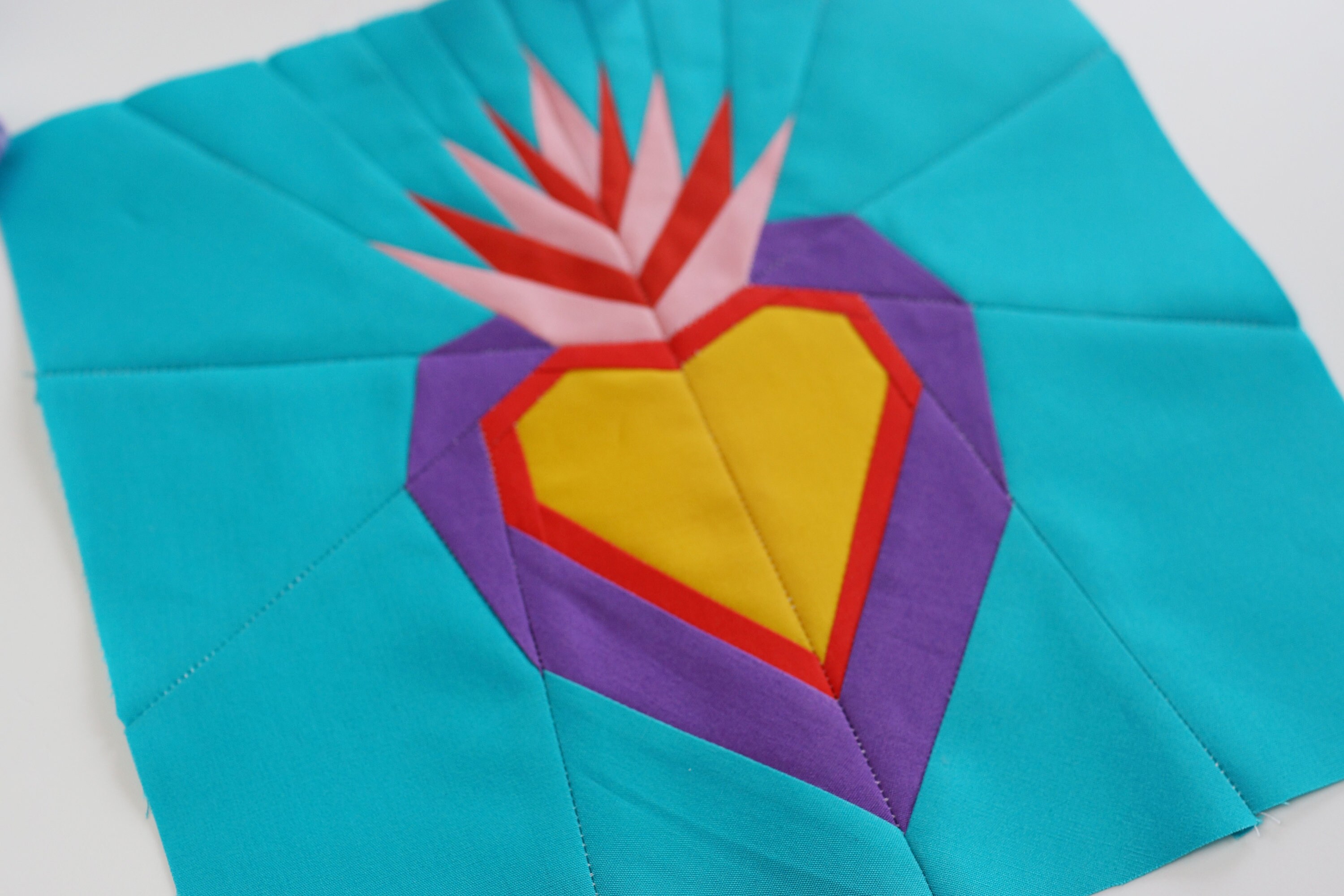 Sacred Heart Quilt Block Pattern Flaming Heart PDF Instant - Etsy
