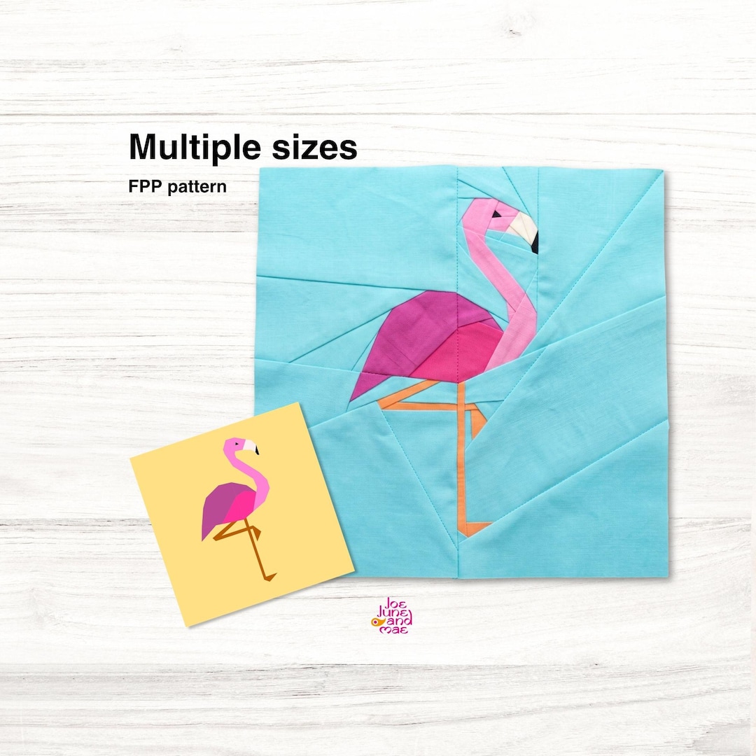 Flamingo 5 Sizes Quilt Block Pattern, PDF Instant Download, Paper ...