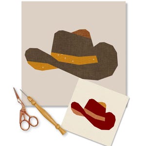 Cowboy Hat Quilt Block, 5 Sizes PDF Instant Download, FPP Patchwork ...