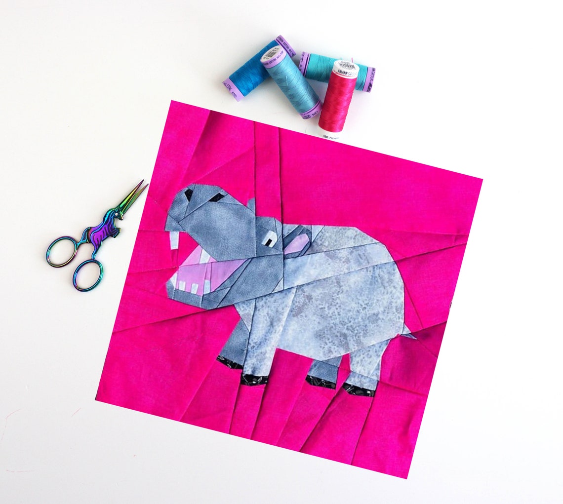 Hippo Quilt Block Pattern, PDF Instant Download, Foundation Paper ...