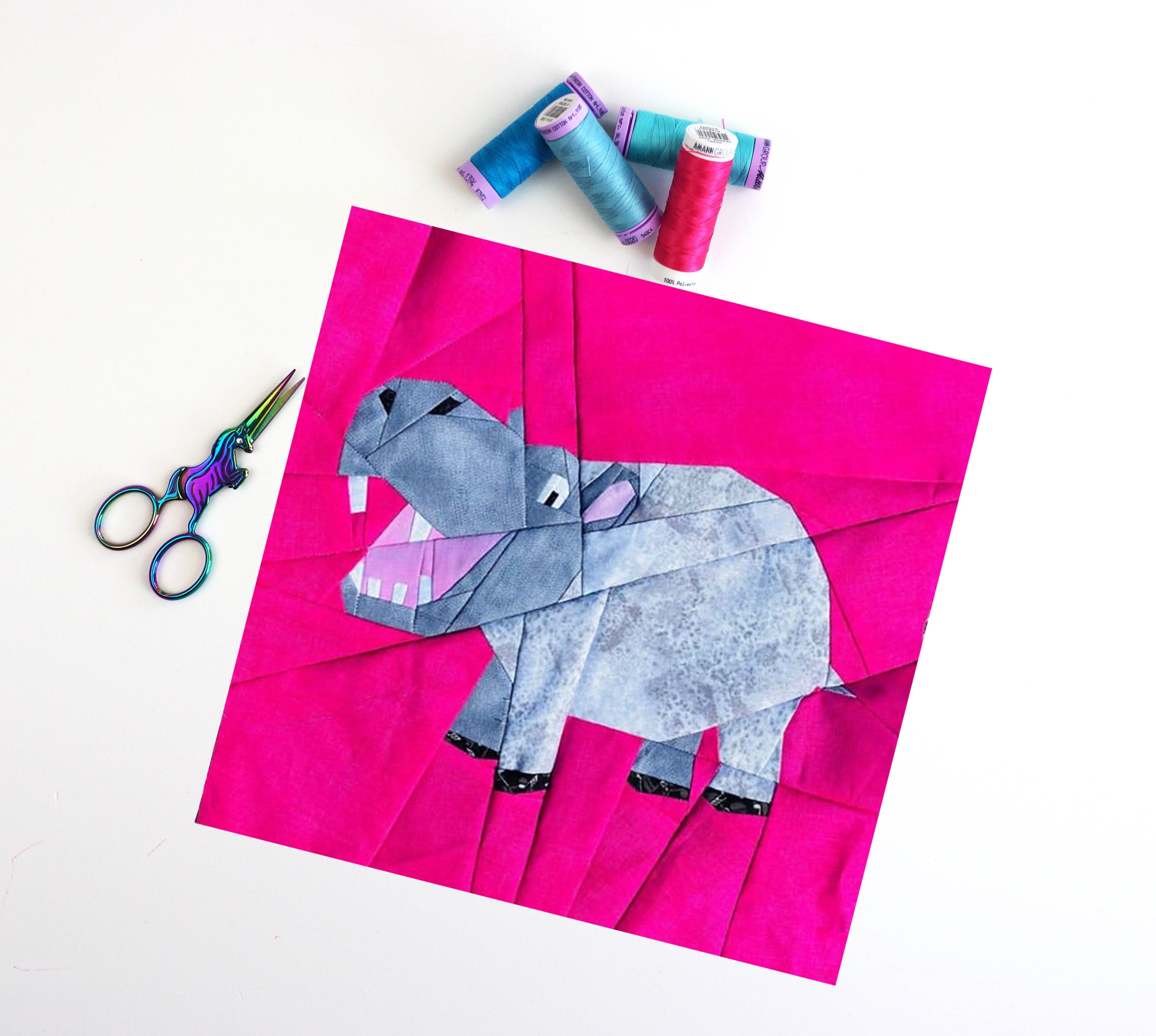 Hippo Quilt Block Pattern, PDF Instant Download, Foundation Paper ...