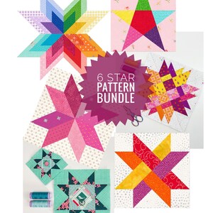 6 Star Quilt Block Bundle, Multiple Sizes PDF Instant Download ...