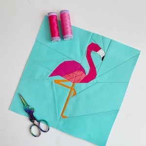 Flamingo Quilt Block Pattern, 3 Sizes PDF Instant Download, Foundation ...