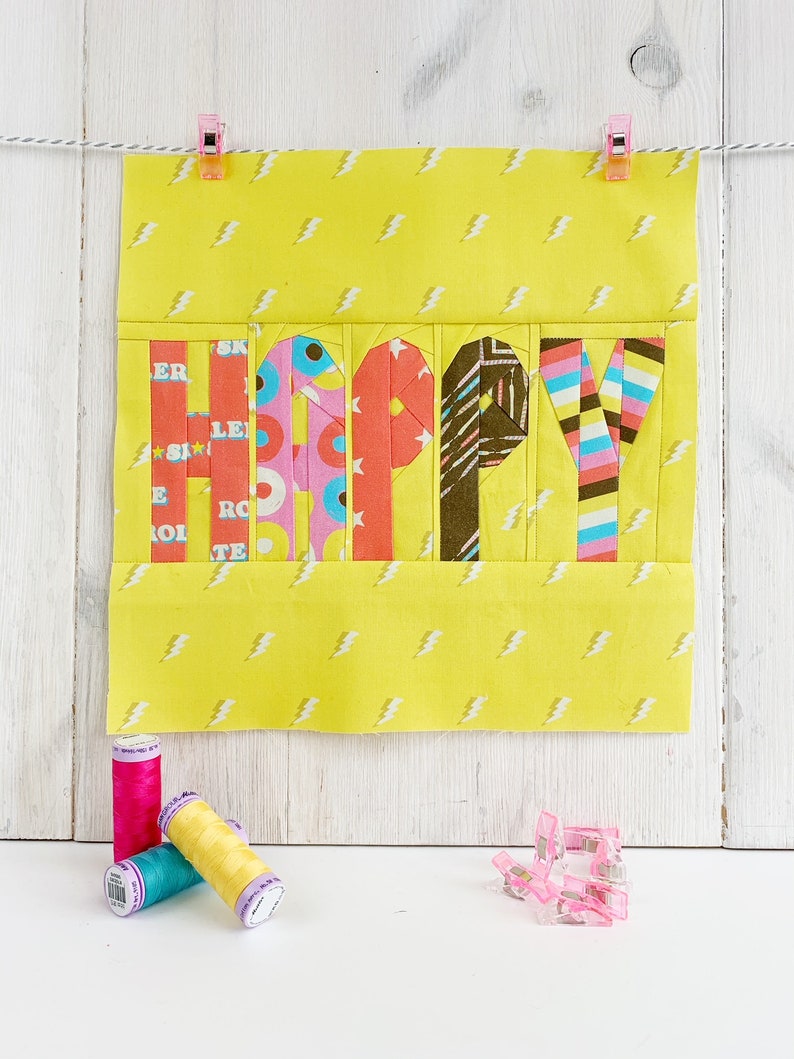 HAPPY Quilt Block Pattern PDF Instant Download Home Decor - Etsy