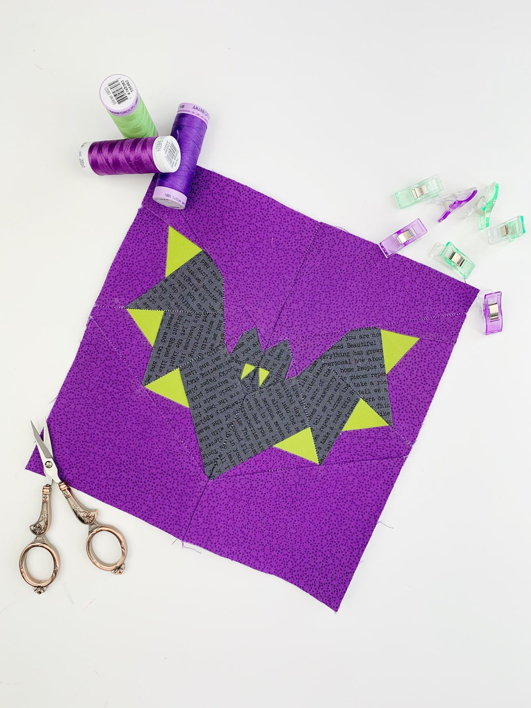 Halloween Bat Quilt Block Pattern, 4 Sizes, Foundation Paper Piecing ...