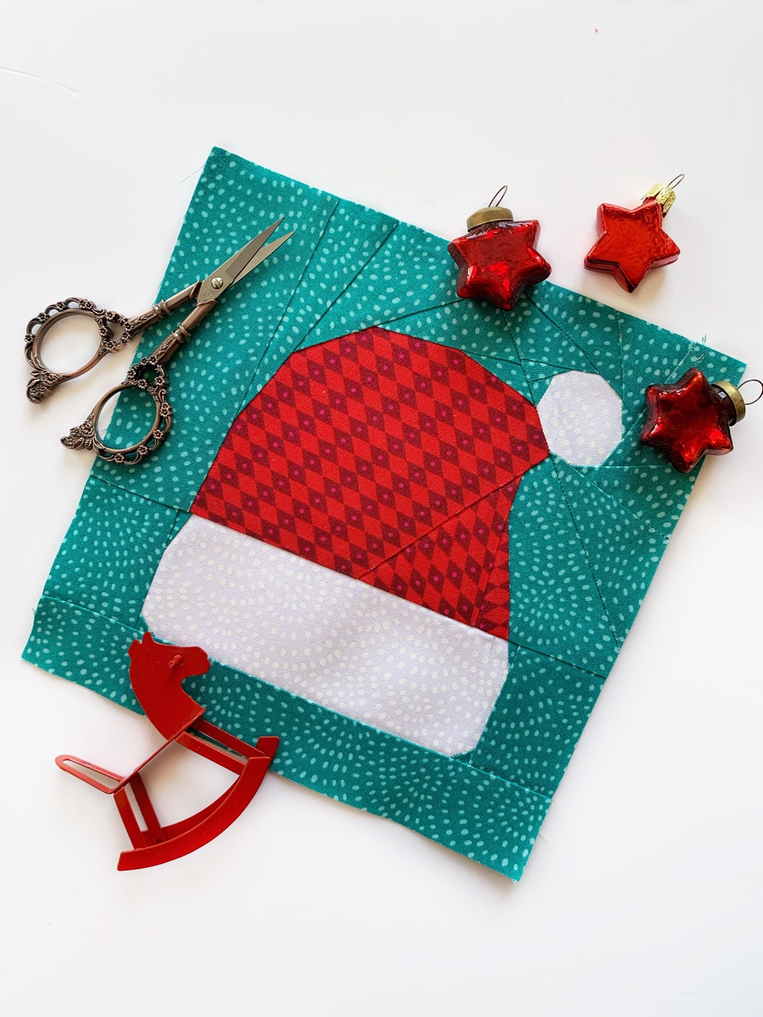 Santa's Hat Quilt Block Pattern, PDF Instant Download, Foundation Paper ...