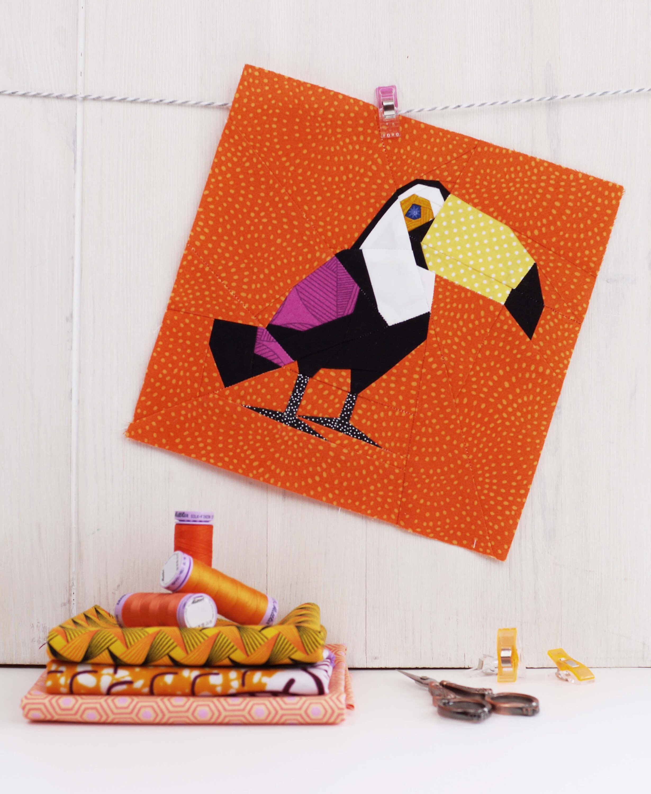 Toucan Quilt Block Pattern, PDF Instant Download, Foundation Paper ...