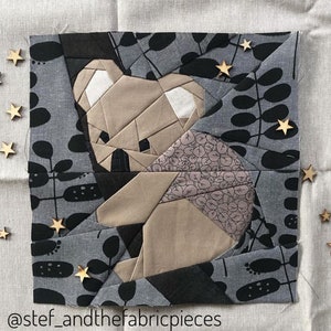Koala Quilt Block Pattern, 3 Sizes PDF Instant Download, Foundation ...