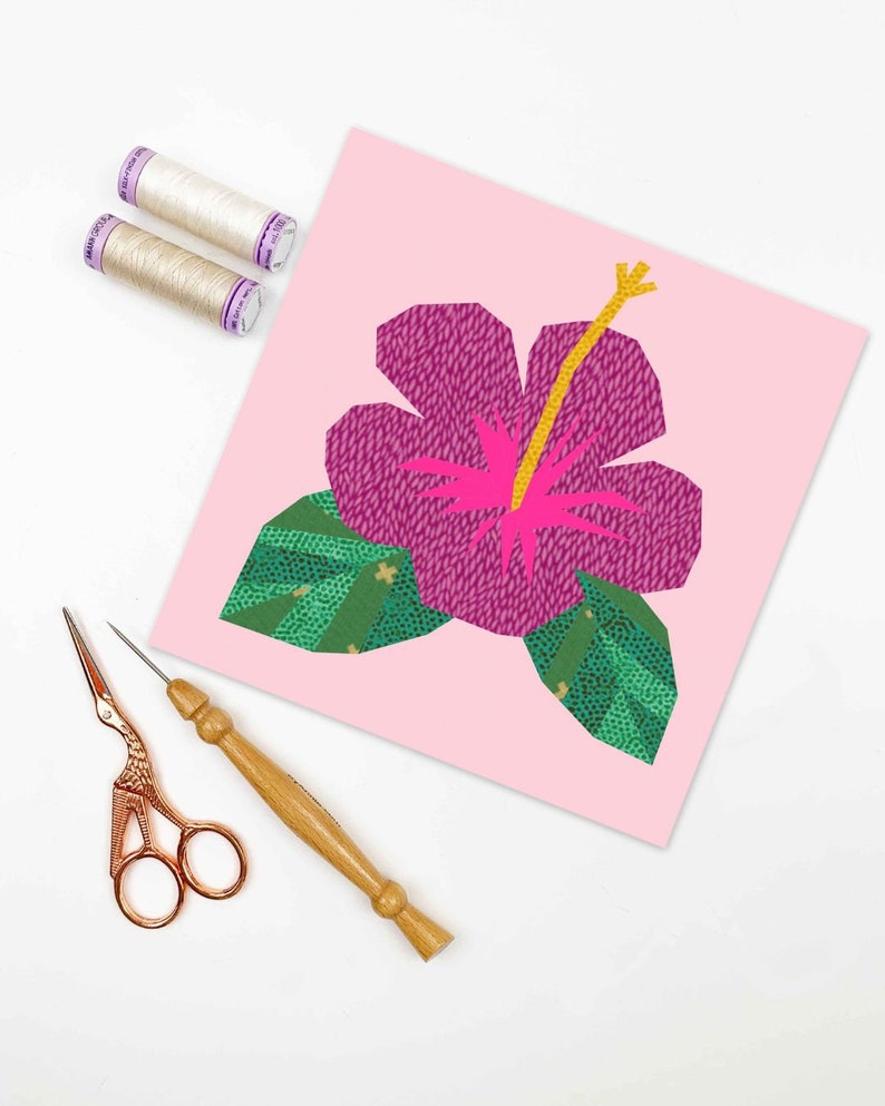 Hibiscus Flower Quilt Block: Foundation Paper Piecing Pattern (PDF ...