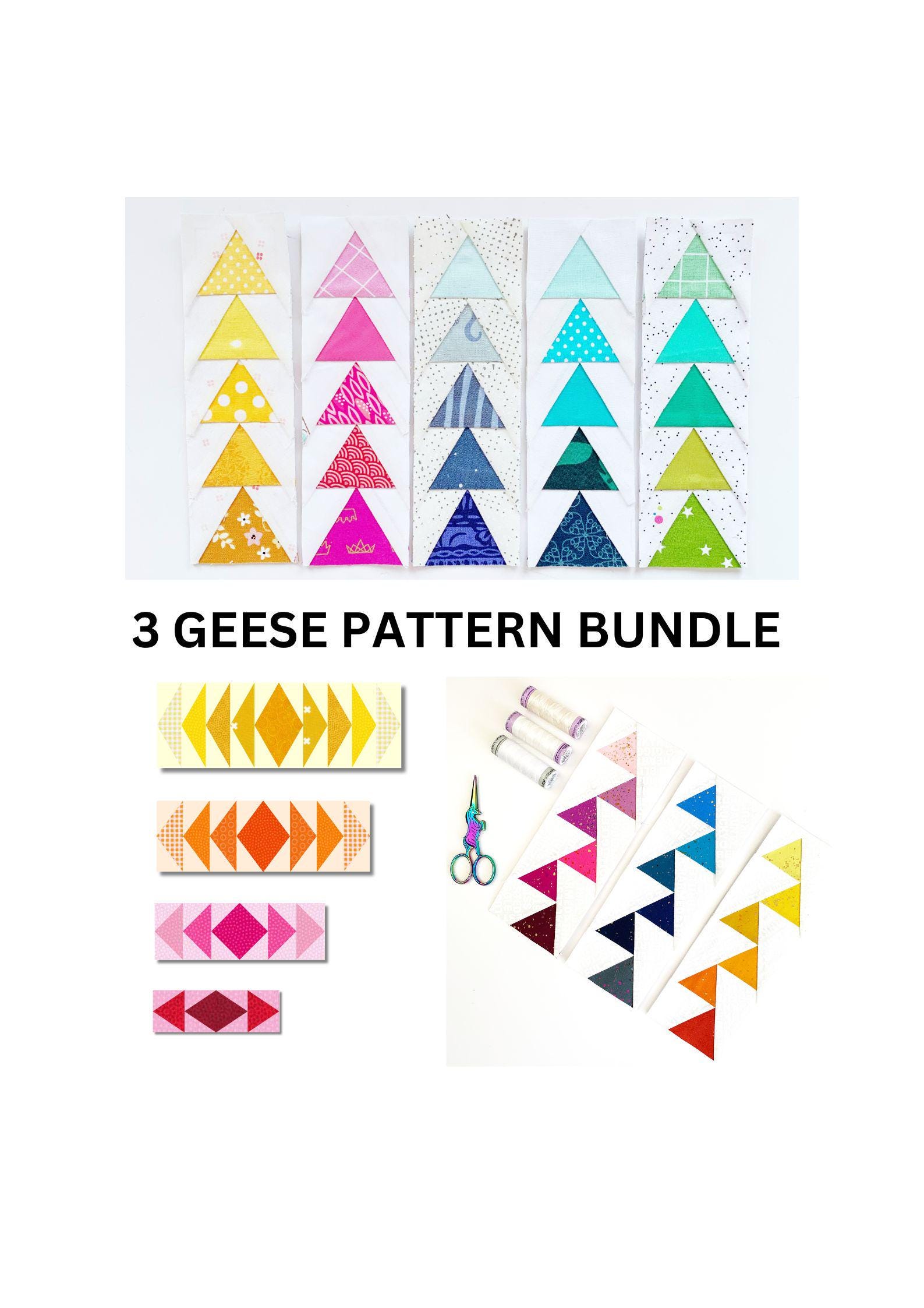 Flying Geese Quilt Pattern Bundle: FPP Beginner Friendly (PDF Download ...