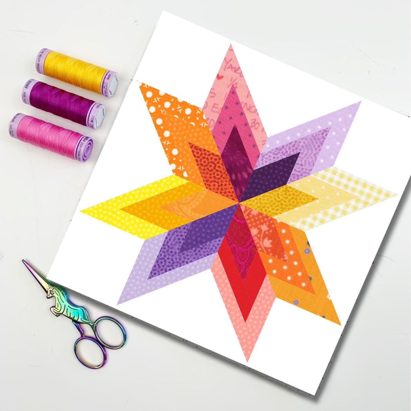 Triple Star Quilt Block, 4 Sizes PDF Instant Download, Foundation Paper ...