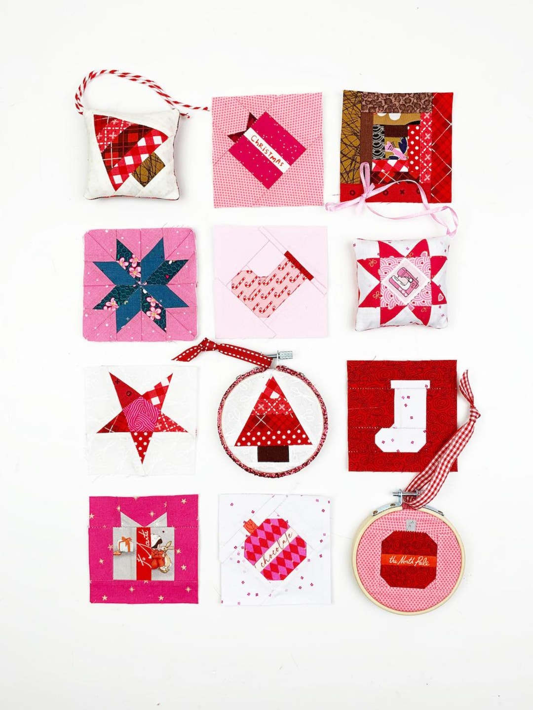 Quilted Christmas Ornaments: 12 Mini FPP Patterns (PDF Download) - Etsy