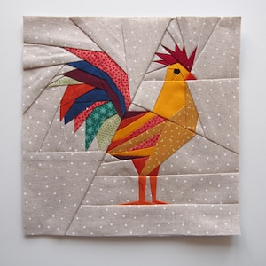 Rooster Quilt Block Pattern: Foundation Paper Piecing (PDF Download) - Etsy