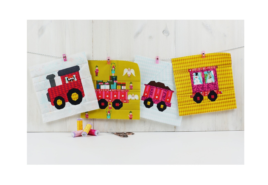 Toy Train Set of 4 Quilt Block Pattern, Toy Train Pattern, PDF Instant ...