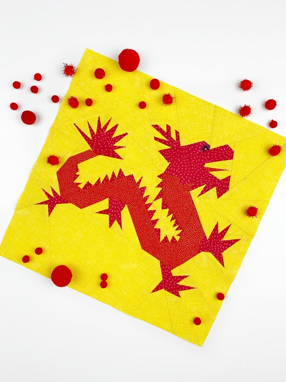 Chinese Dragon Quilt Block Pattern PDF Instant Download Home - Etsy