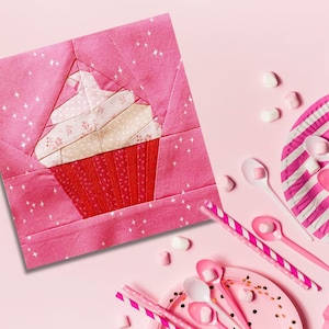 Cupcake Quilt Block Pattern, 4 Sizes PDF Instant Download, Foundation ...