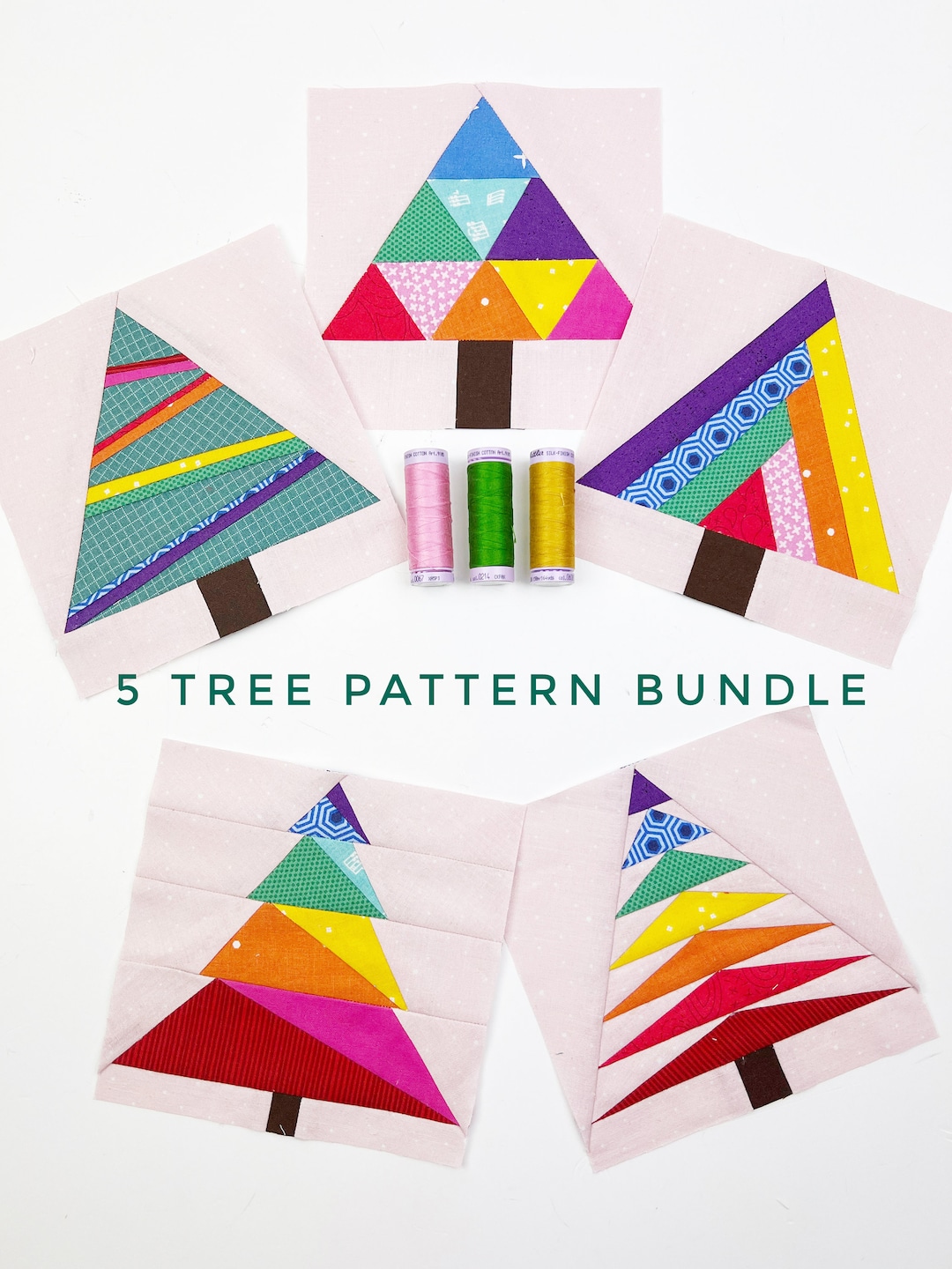 Christmas Tree Quilt Block Pattern Bundle: 5 FPP Designs (PDF Download ...