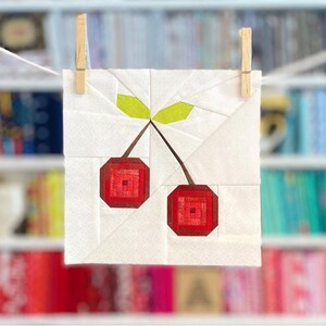 Log Cabin Cherries Quilt Block Pattern 3 Sizes, PDF Instant Download, Foundation Paper Piecing ...