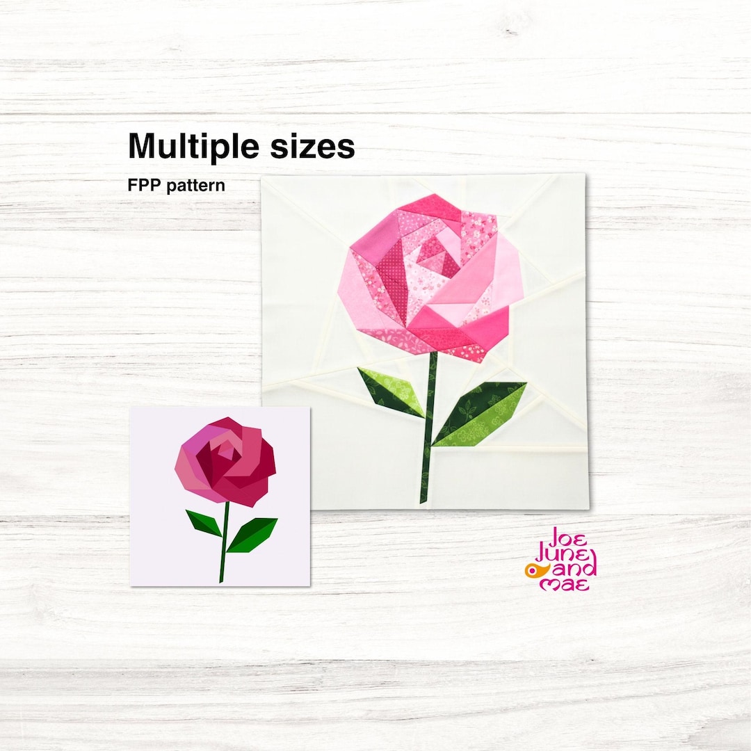 Rose 5 Sizes Quilt Block Pattern: Foundation Paper Piecing (PDF ...