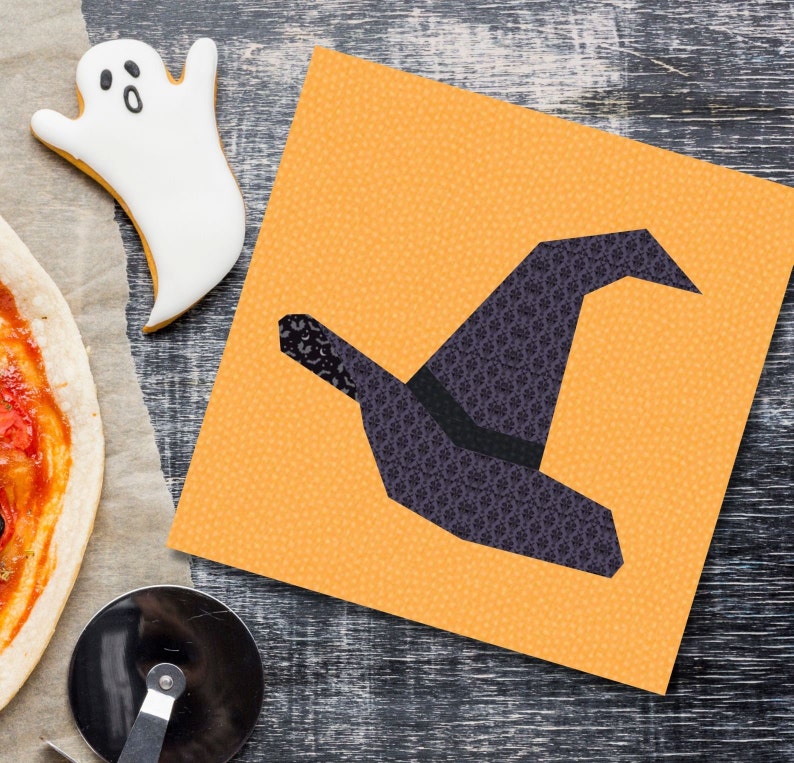 Witch Hat Quilt Block Pattern, 5 Sizes, Halloween FPP (PDF Download) - Etsy