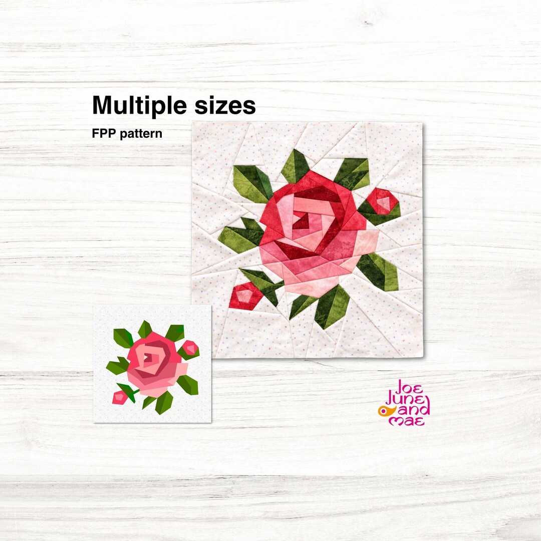 Rose 4 Sizes Quilt Block Pattern: Foundation Paper Piecing (PDF ...