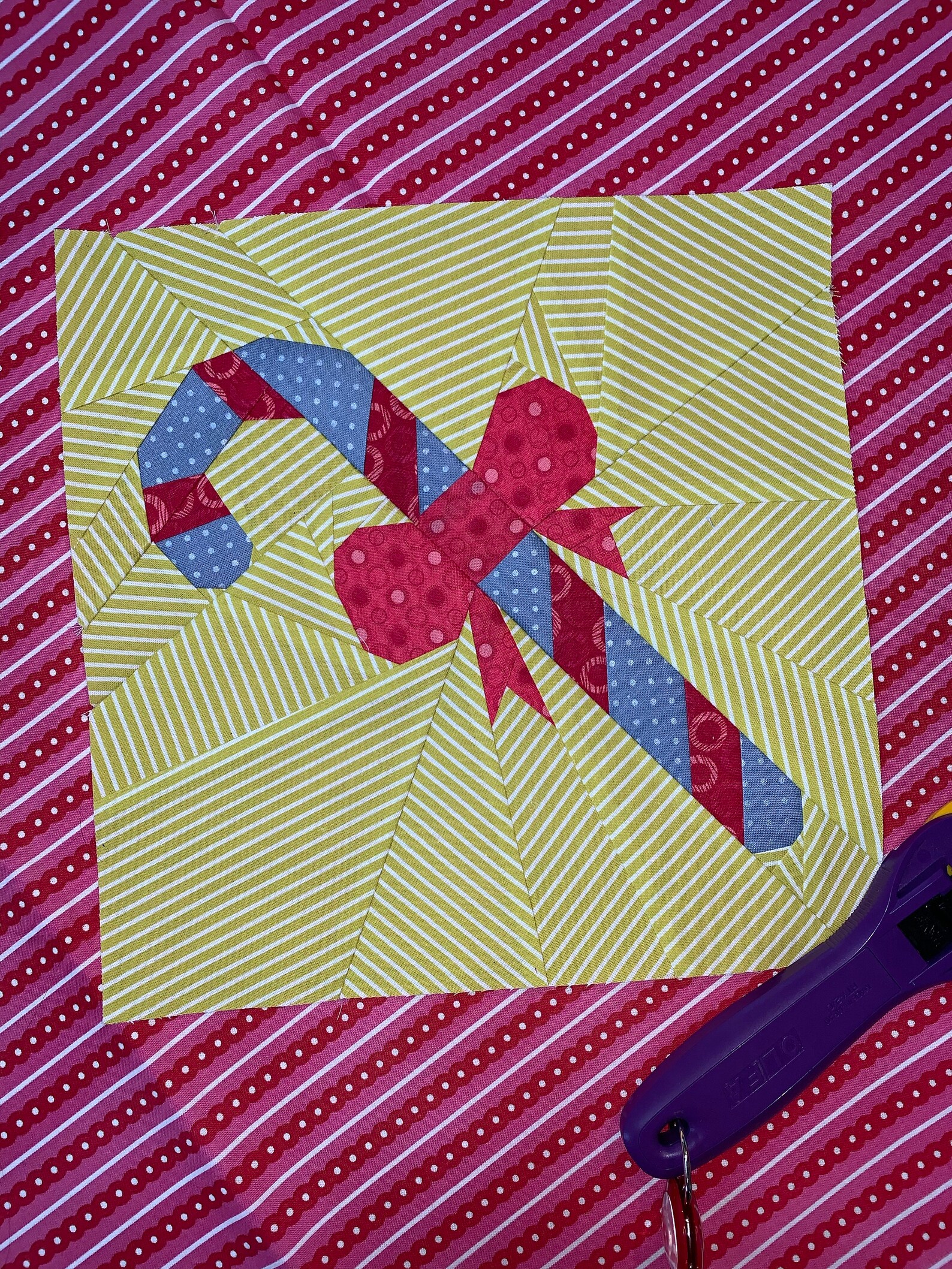 Candy Cane Quilt Block, 4 Sizes PDF Instant Download, Foundation Paper ...