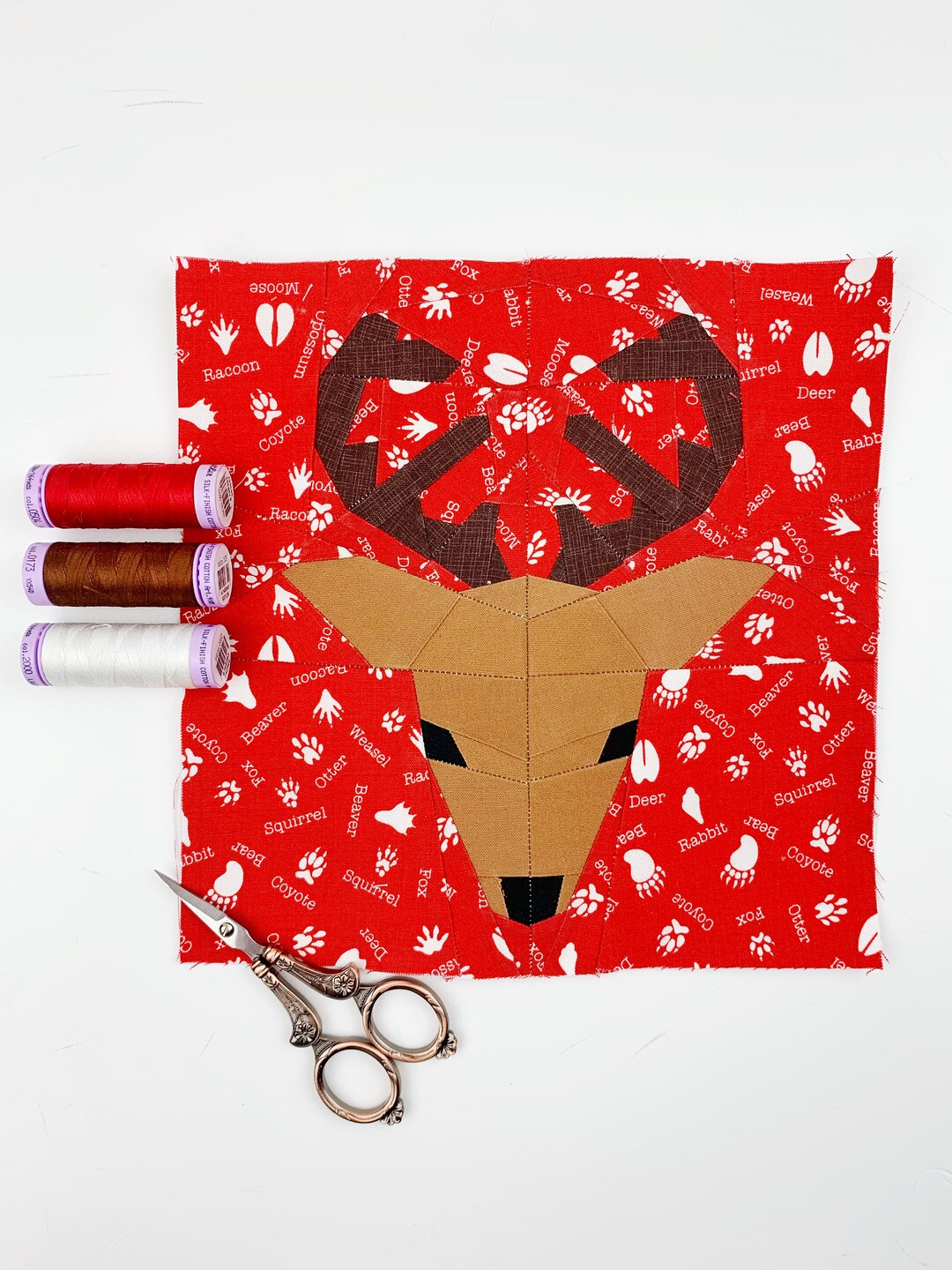 Reindeer Quilt Block Pattern, Reindeer Head Pattern, PDF Instant ...