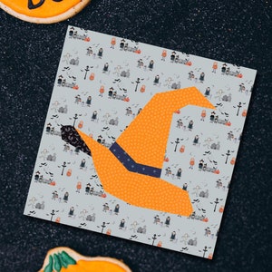 Witch Hat Quilt Block Pattern, 5 Sizes, Halloween FPP (PDF Download) - Etsy