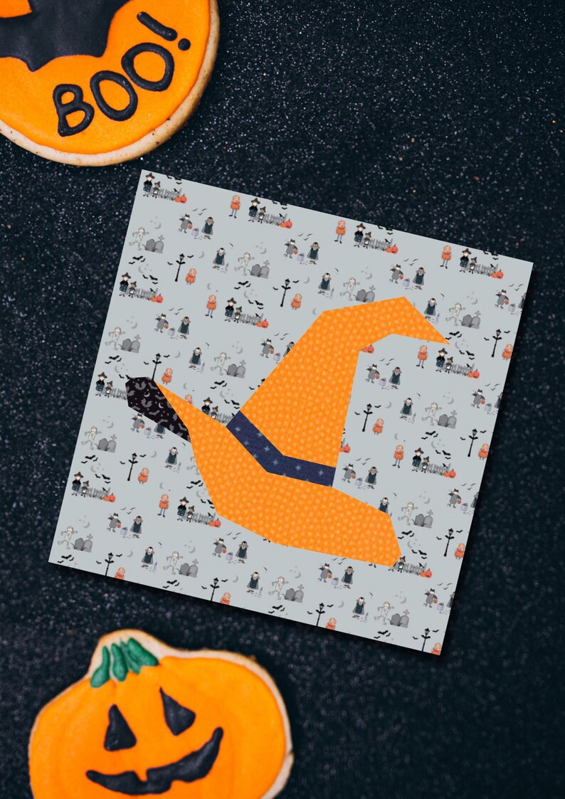 Witch Hat Quilt Block Pattern, 5 Sizes, Halloween FPP (PDF Download) - Etsy